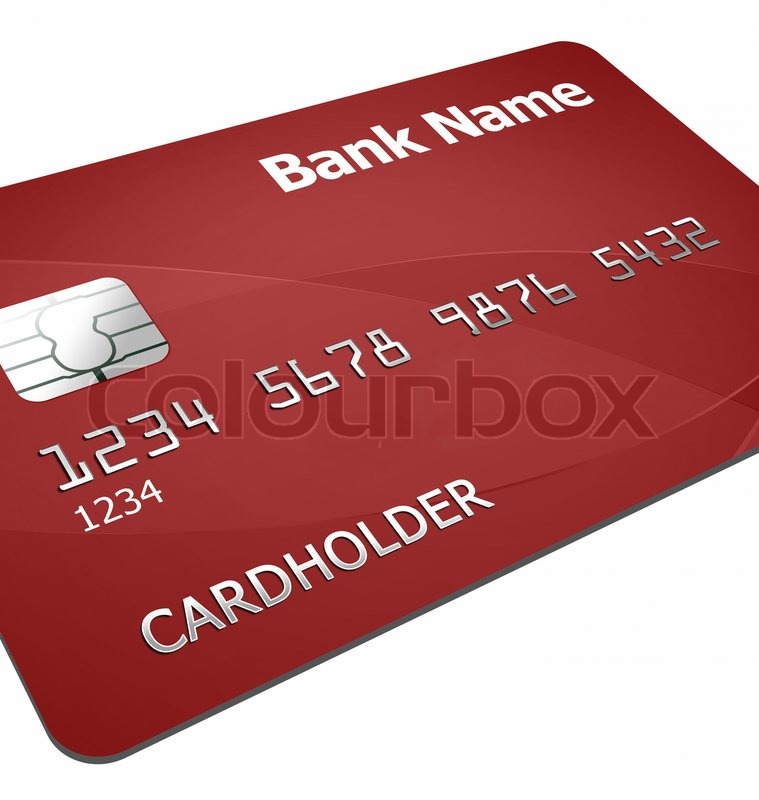 Red credit card isolated over the white ... | Stock image | Colourbox