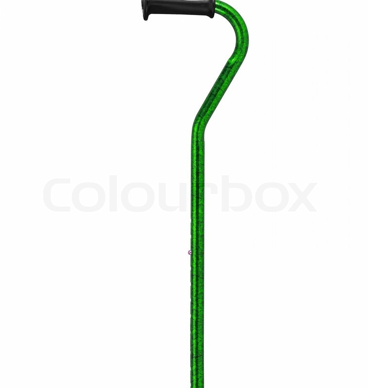 Green walking stick under thew white ... | Stock image | Colourbox