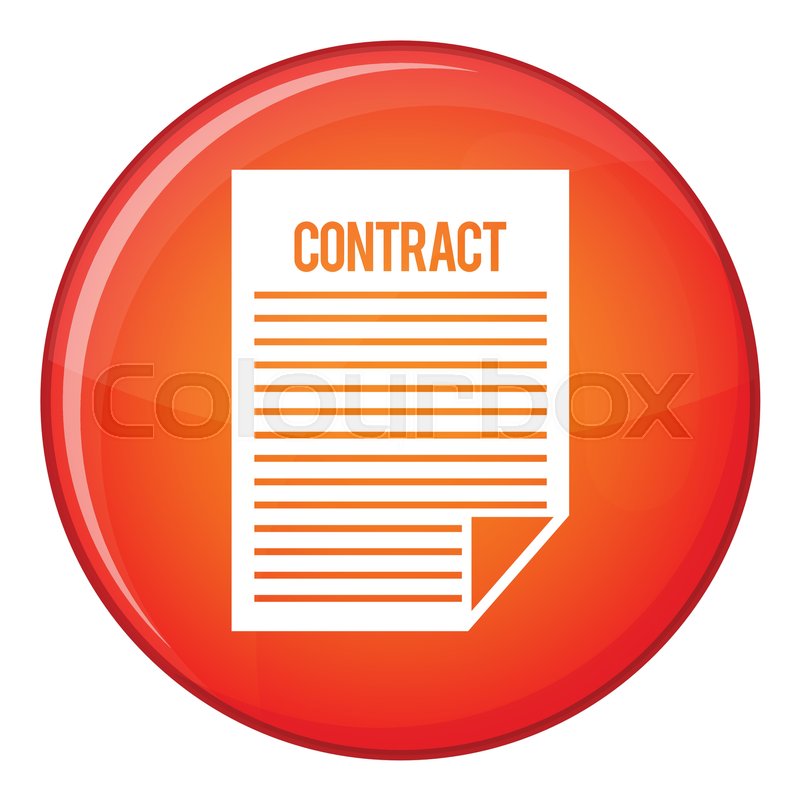 Contract icon in red circle isolated ... | Stock vector | Colourbox