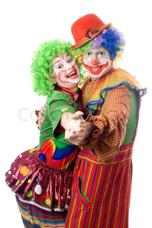 A couple of smiling clowns dancing | Stock Photo | Colourbox