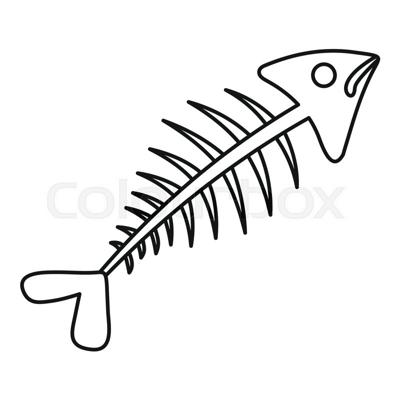 Fish bone icon. Outline illustration ... | Stock vector | Colourbox