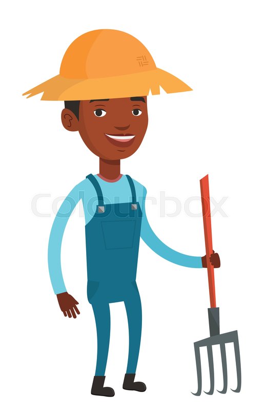 African-american farmer holding a ... | Stock vector | Colourbox