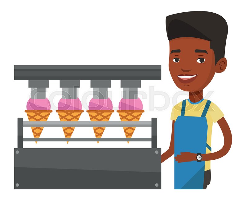 African worker of ice cream ... | Stock vector | Colourbox