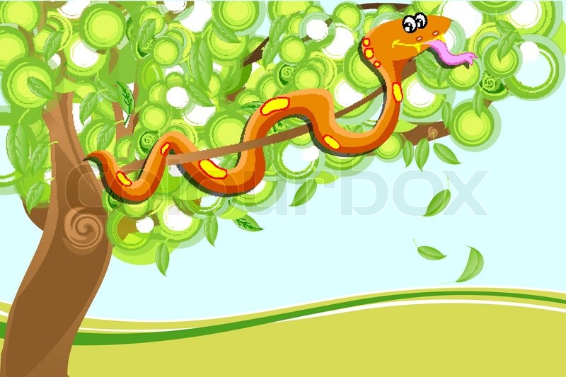 Illustration of snake with tree | Stock Vector | Colourbox