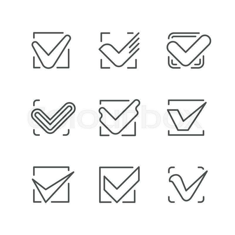 Set line icons of check mark isolated ... | Stock vector | Colourbox