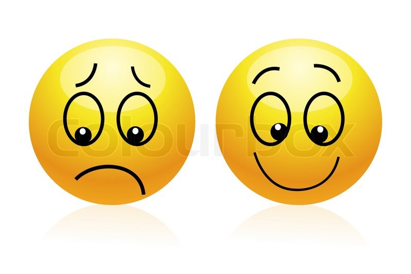 Illustration af glade og triste munden på hvid baggrund | stock vektor ...