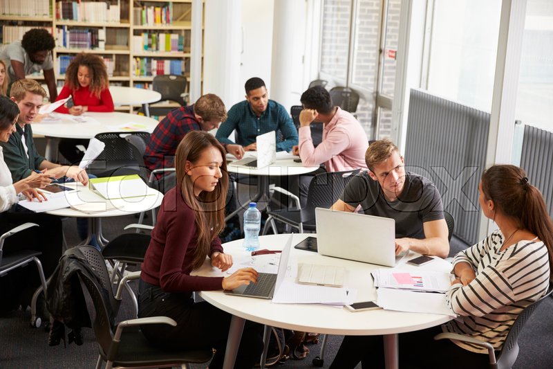 Busy University Library With Students ... | Stock image | Colourbox