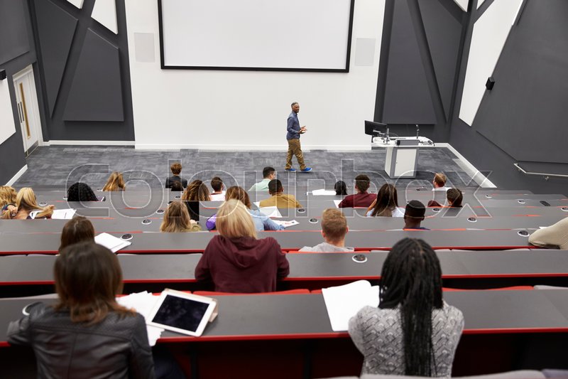 Man lectures students in lecture ... | Stock image | Colourbox