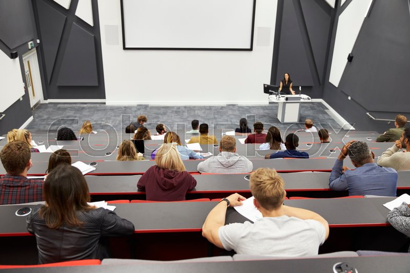 Lecture at university lecture theatre, ... | Stock image | Colourbox