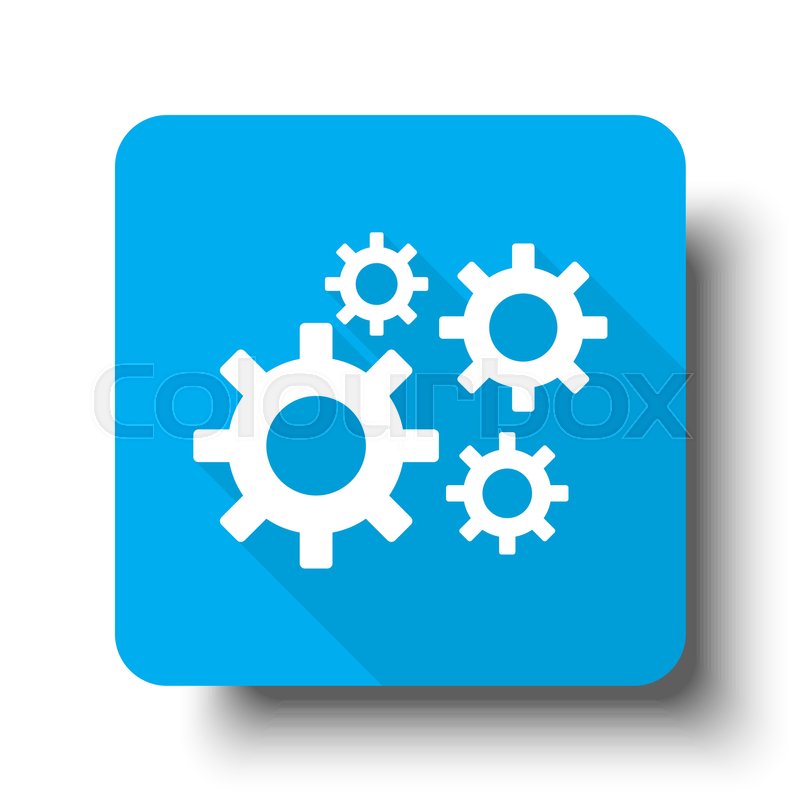 White Process icon on blue web button | Stock vector | Colourbox