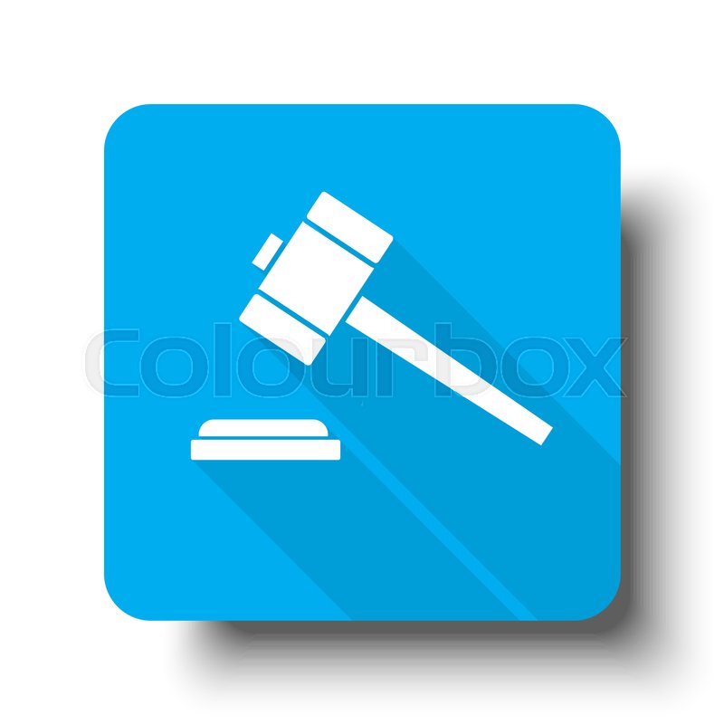 White Law Gavel icon on blue web ... | Stock vector | Colourbox