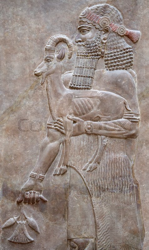 Ancient sumerian stone carving with ... | Stock image | Colourbox