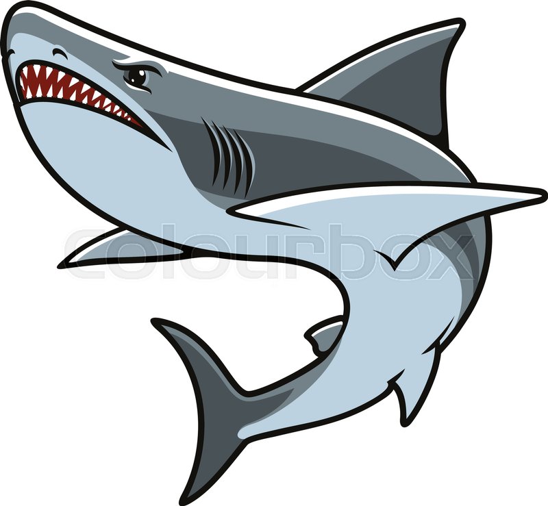 Shark cartoon mascot. Angry grey reef ... | Stock vector | Colourbox