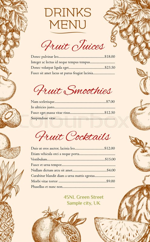 Fresh Juice Menu Design
