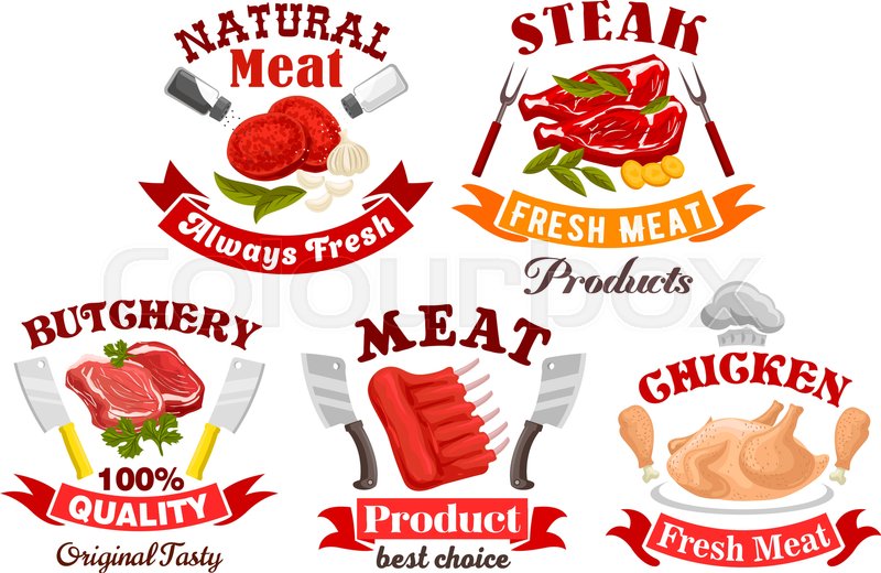 Meat shop and butchery symbol set. ... | Stock vector | Colourbox