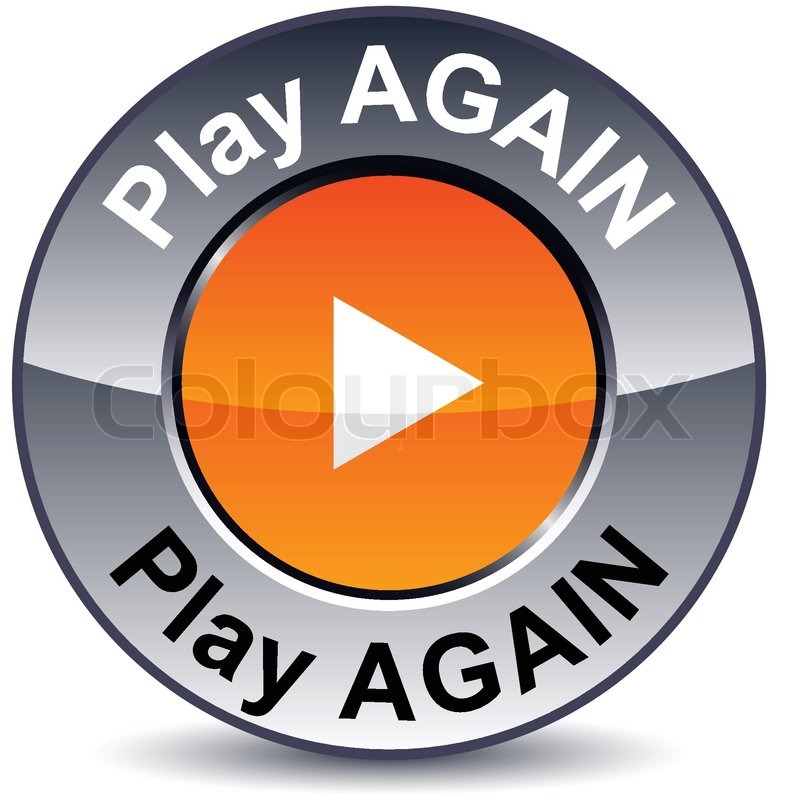 Play again round metallic button | Stock Vector | Colourbox