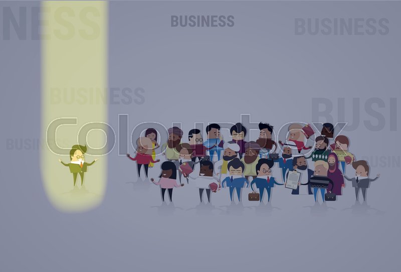 Businessman Stand Out From Crowd, ... | Stock vector | Colourbox