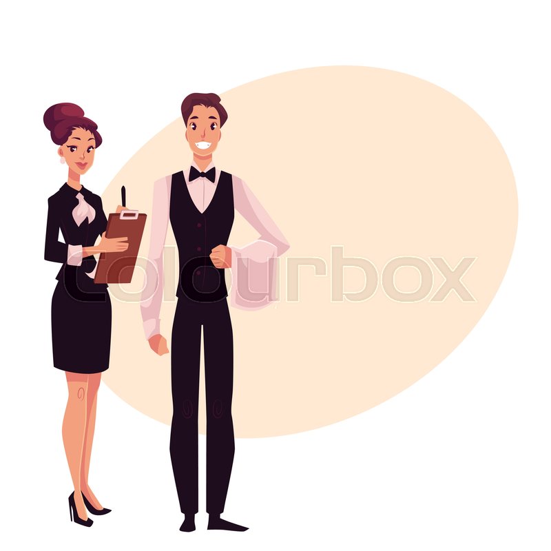 Young restaurant, cafe manager and a ... | Stock vector | Colourbox