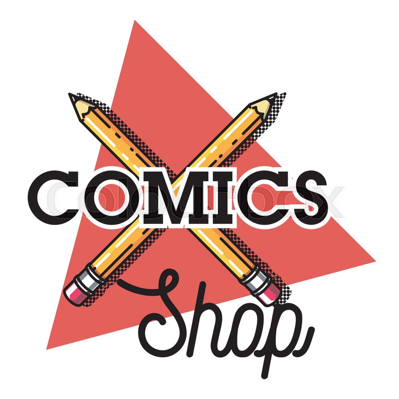 Color vintage comics shop emblem. ... | Stock vector | Colourbox