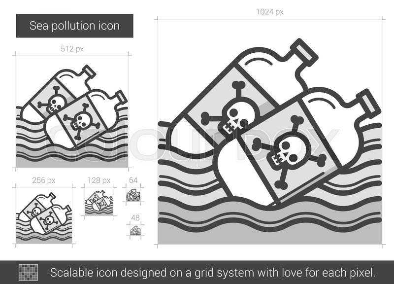 Sea pollution vector line icon ... | Stock vector | Colourbox