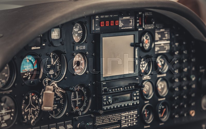 Vintage aircraft cockpit detail. Retro ... | Stock image | Colourbox