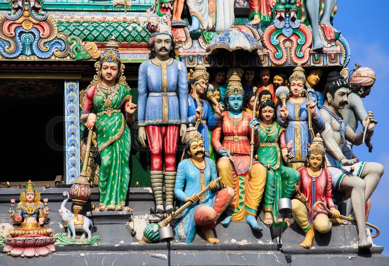 Multicolored hinduism statues on the ... | Stock Photo | Colourbox