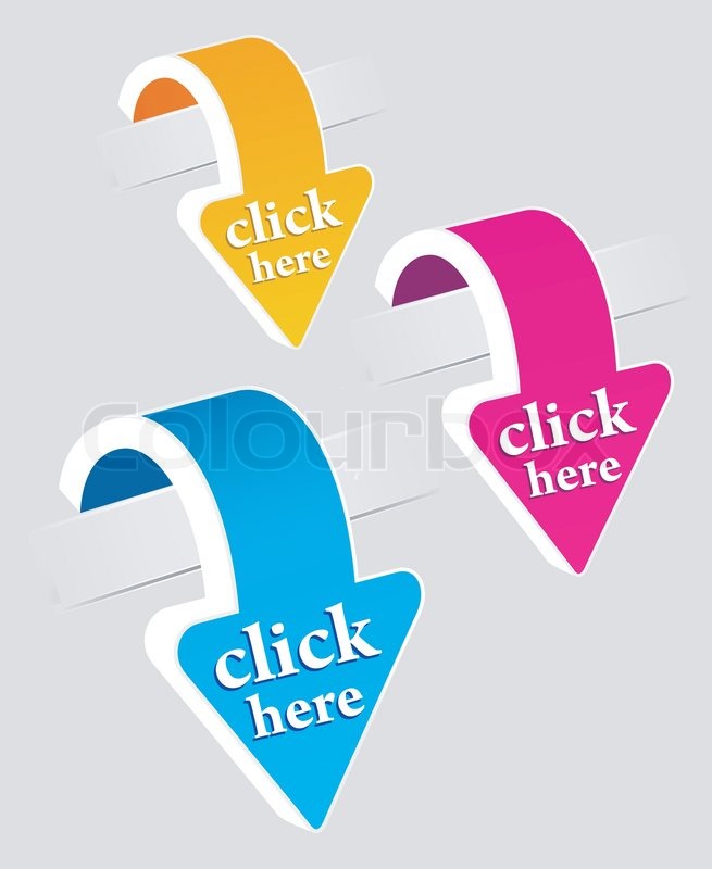 Click here stickers set | Stock vector | Colourbox