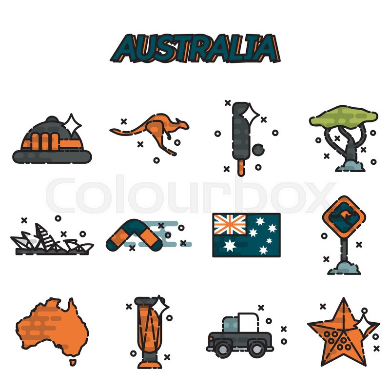 Australia flat icons set. Vector ... | Stock vector | Colourbox