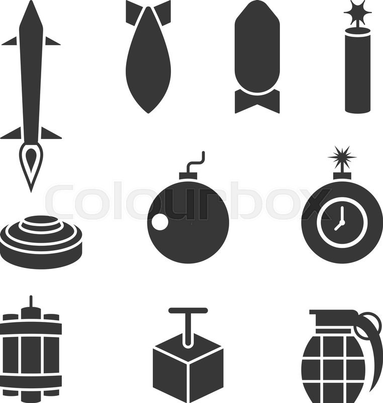 Silhouette vector bomber and dynamite ... | Stock vector | Colourbox