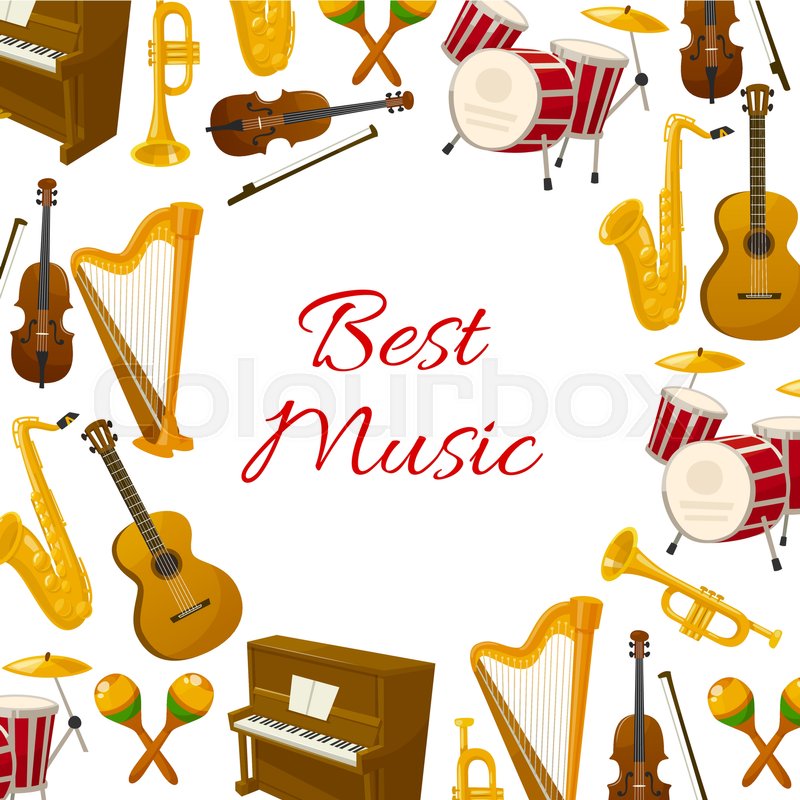 Musical instruments poster of acoustic ... | Stock vector | Colourbox