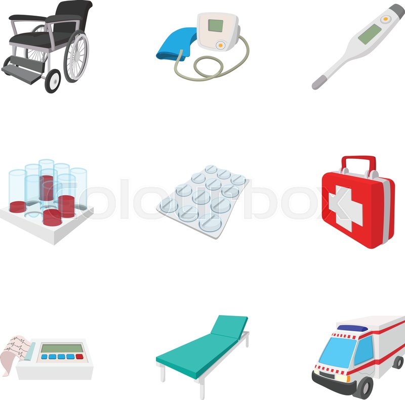 Healing icons set. Cartoon ... | Stock vector | Colourbox