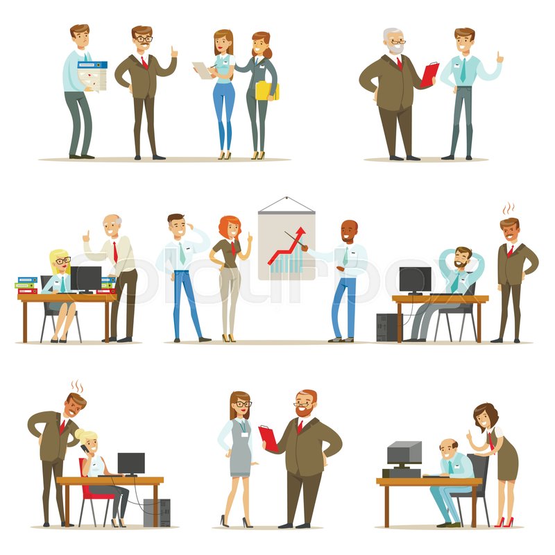 Big Boss Managing And Supervising The ... | Stock vector | Colourbox