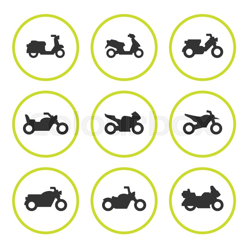 Set round icons of motorcycles ... | Stock vector | Colourbox