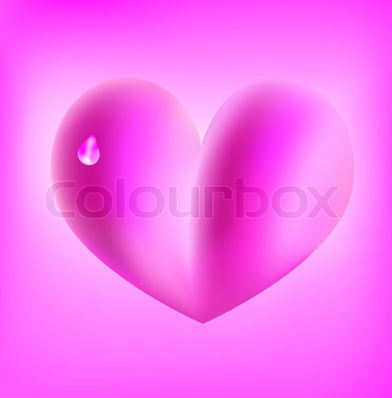 Rosa Herz mit Drop auf rosa ... | Stock-Vektor | Colourbox