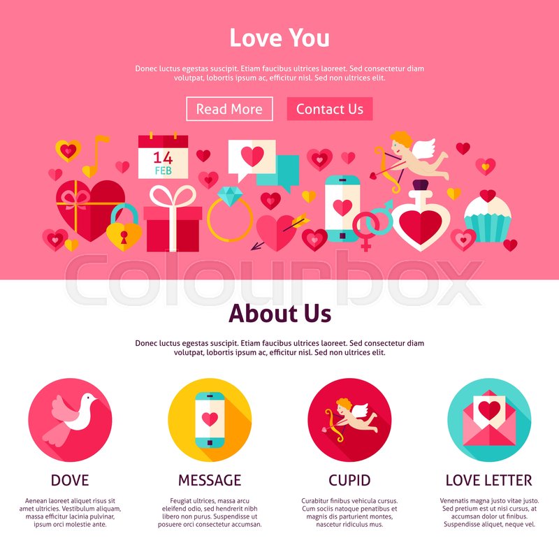 Love You Website Design. Flat Style ... | Stock vector | Colourbox