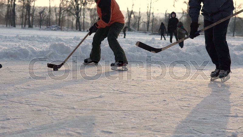 Day shot of amateur ice hockey play on ... | Stock video | Colourbox