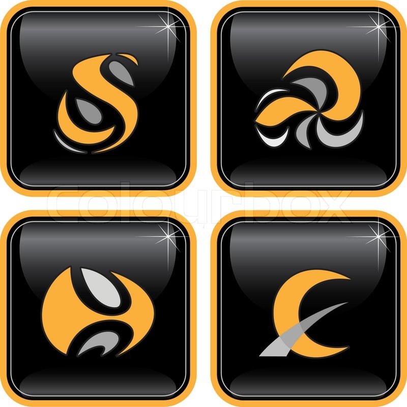 Vector abstract internet icons Orange ... | Stock vector | Colourbox