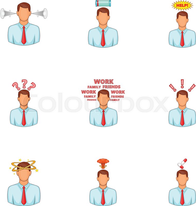 Businessman stress pressure icons set. ... | Stock vector | Colourbox