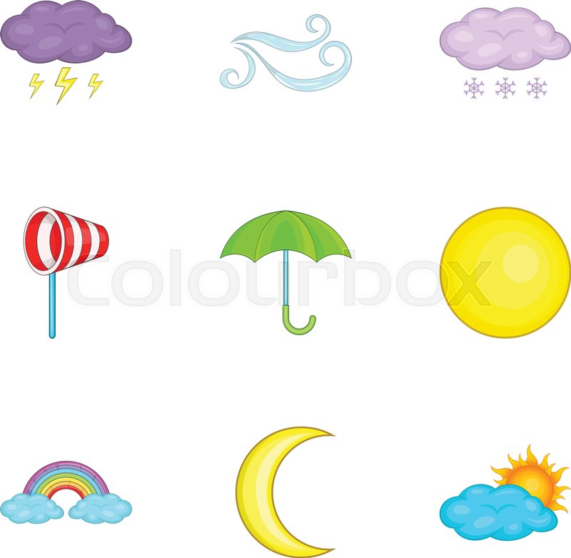 Weather icons set. Cartoon ... | Stock vector | Colourbox