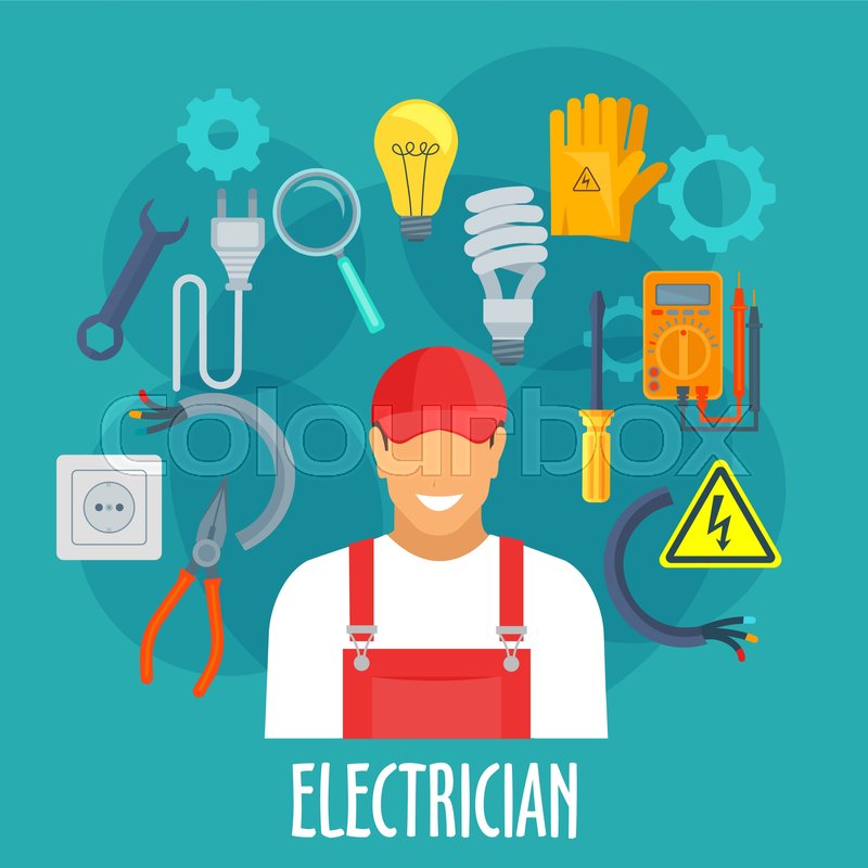 Electrician profession poster. Vector ... | Stock vector | Colourbox