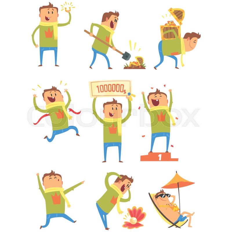 Lucky Man Having Good Luck And Sudden ... | Stock Vector | Colourbox
