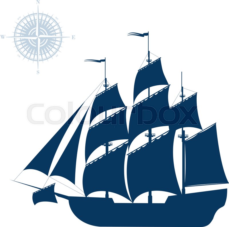 Large sailing ship. Detail vector ... | Stock vector | Colourbox