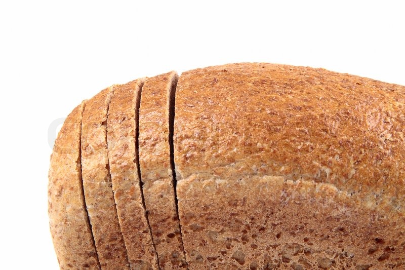 Bread slices with chunk over white ... | Stock image | Colourbox