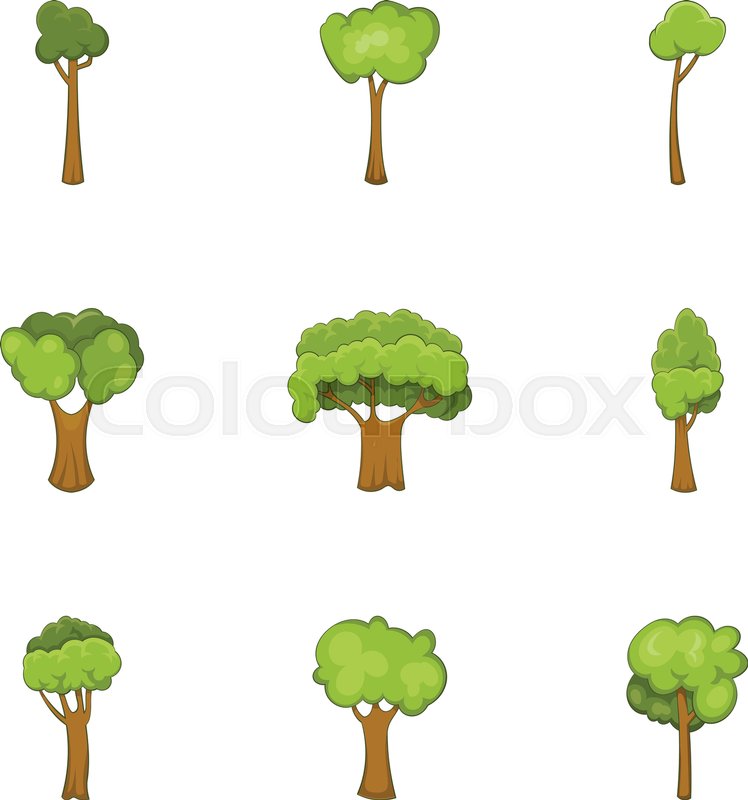 Trees of different shapes icons set. ... | Stock vector | Colourbox
