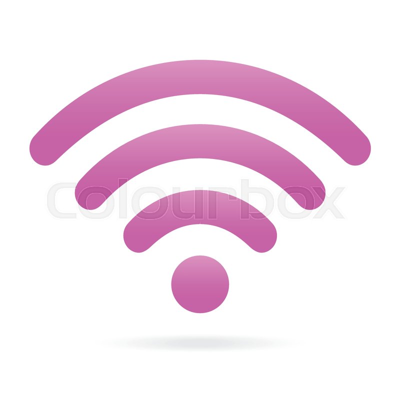 Purple wifi icon wireless symbol on ... | Stock vector | Colourbox