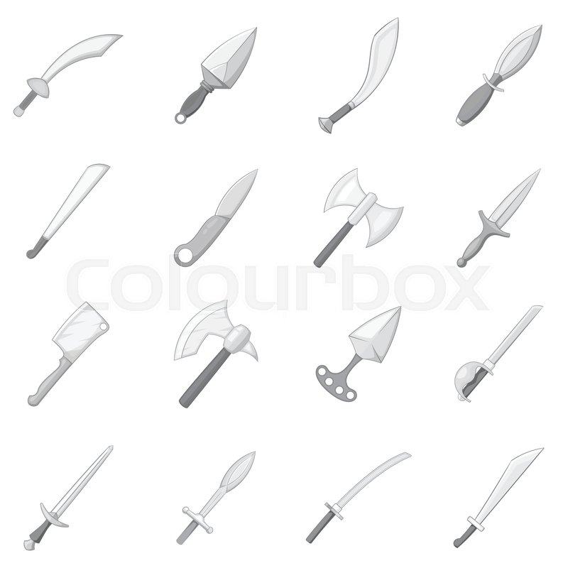 Steel arms icons set in monochrome ... | Stock vector | Colourbox