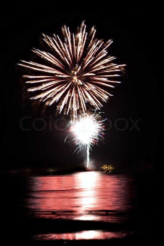 Beautiful fireworks going off over the ... | Stock image | Colourbox