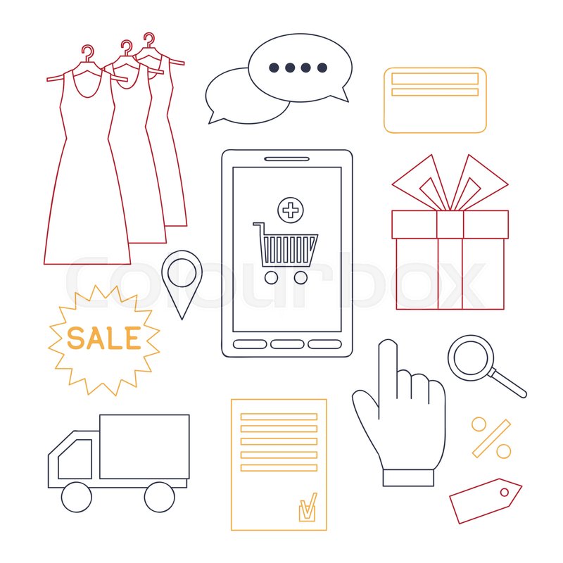 Online shopping set. Vector ... | Stock vector | Colourbox