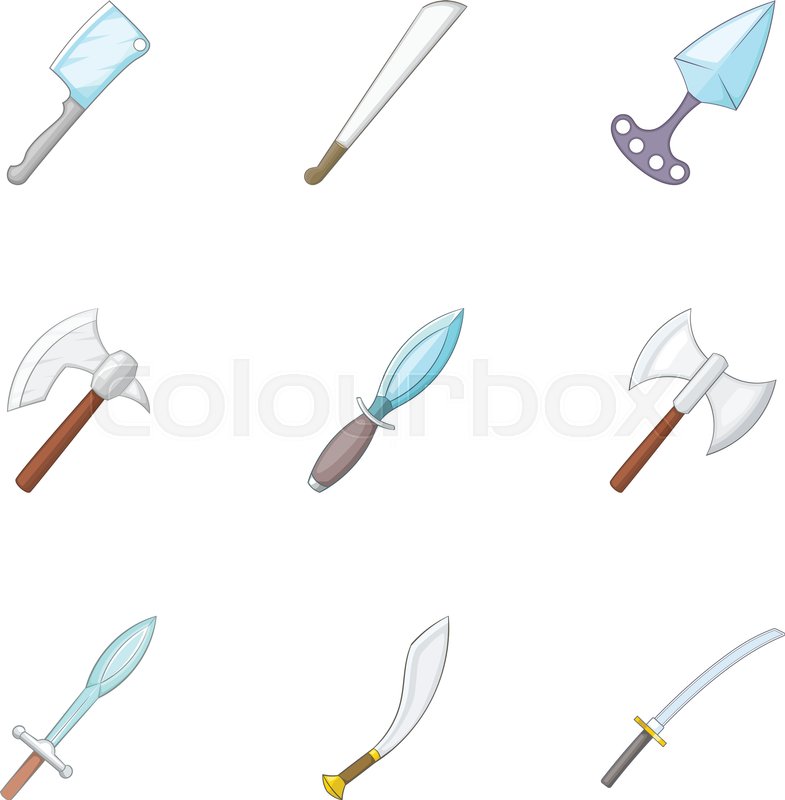 Sharp blades icons set. Cartoon ... | Stock vector | Colourbox
