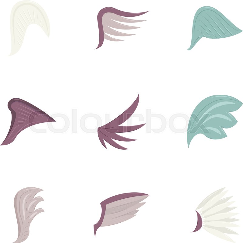 Wings icons set. Cartoon illustration ... | Stock vector | Colourbox